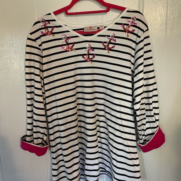 Quacker Factory | Tops | Quaker Factory Womens Xl Ls Anchor Tee Black ...